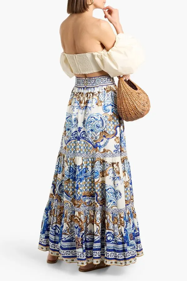 Camilla Printed Tiered Maxi Skirt