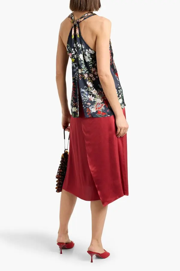 Camilla Crystal-embellished Printed Silk-twill Top