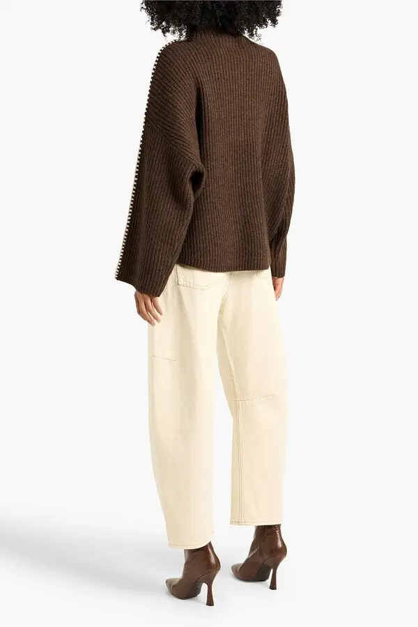 Rag & Bone Ingrid Embroidered Wool Turtleneck Sweater