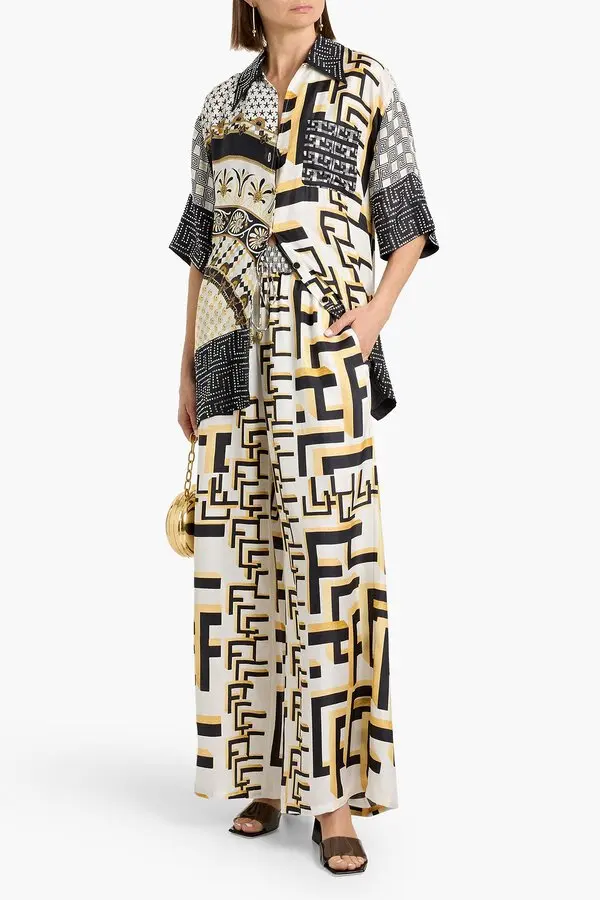 Camilla Printed Silk-twill Wide-leg Pants