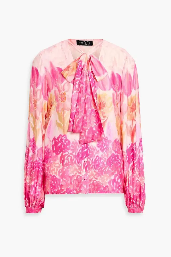 PatBO Sintra Pussy-bow Printed Blouse
