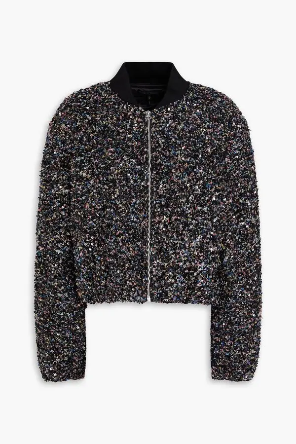 Rag & Bone Samira Sequinembellished Bouclé Bomber Jacket - Black