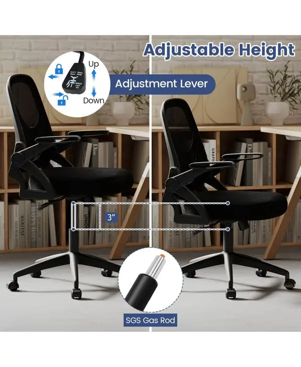 GOUUN Ergonomic Office Chair With Lumbar Support And Flip-up Arms