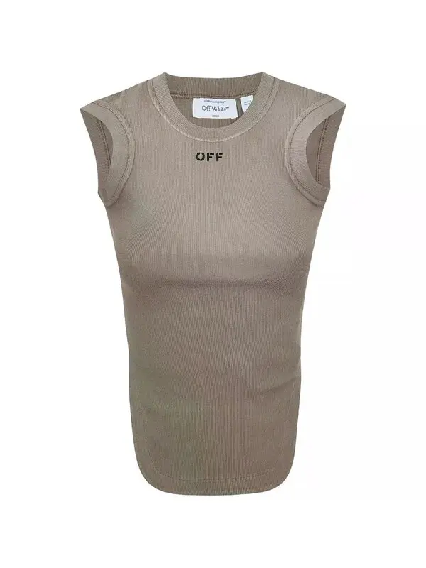 Off-White Logo-print Ribbed Tank Top - Neutrals