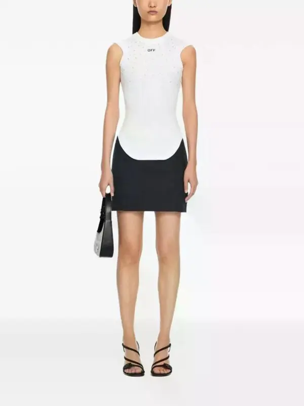 Off-White X Swarovski Crystal-embellished Ribbed Top - White