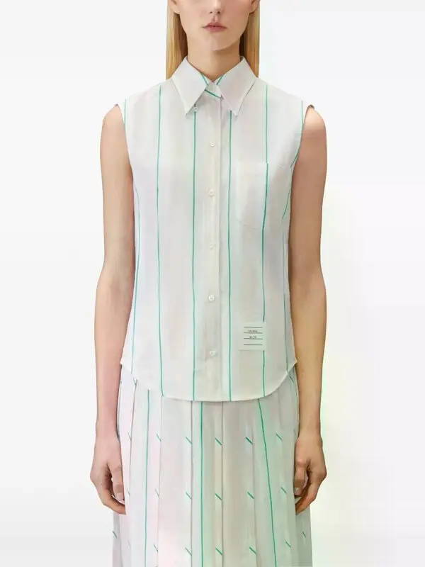 Thom Browne Sleeveless Striped Cotton Shirt