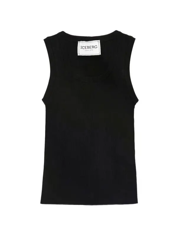 Iceberg Scoop-neck Knit Tank Top - Black
