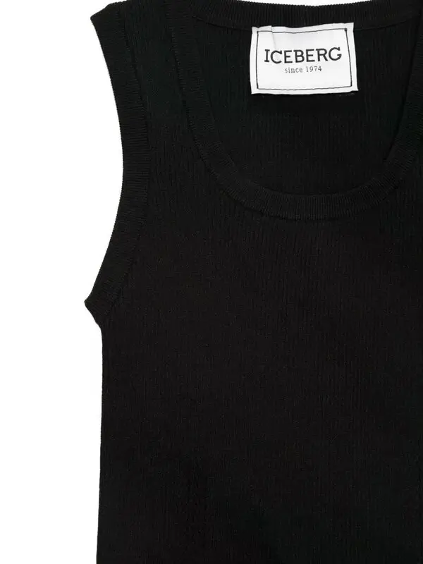 Iceberg Scoop-neck Knit Tank Top - Black