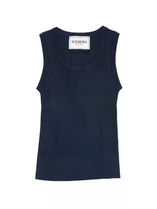 Iceberg Scoop-neck Ribbed Tank Top - Blue