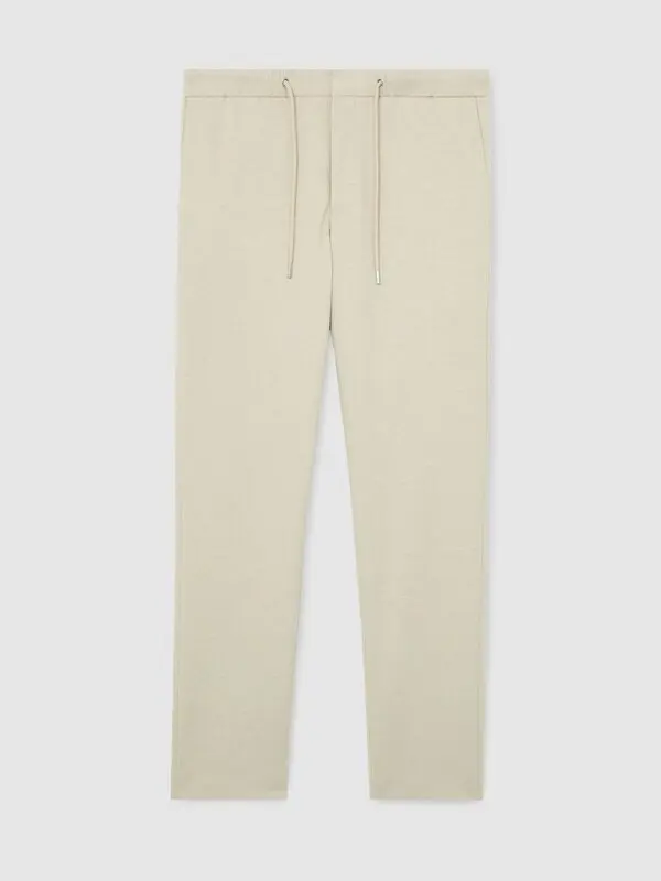 REISS Gerrard Tailored Fit Textured Jersey Drawstring Suit Trousers