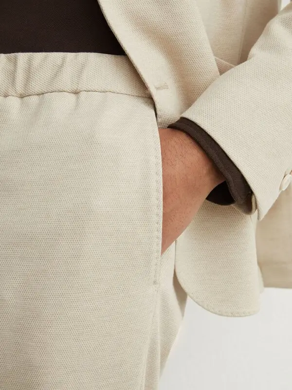 REISS Gerrard Tailored Fit Textured Jersey Drawstring Suit Trousers