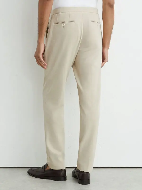 REISS Gerrard Tailored Fit Textured Jersey Drawstring Suit Trousers