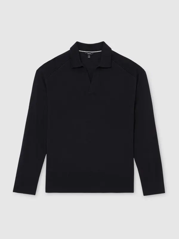 REISS Longthorpe Merino Wool Open-collar Polo Jumper