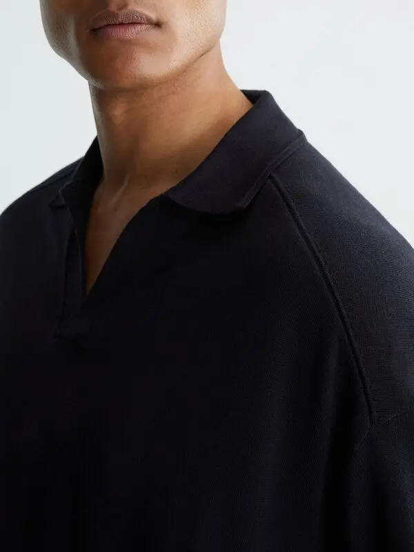 REISS Longthorpe Merino Wool Open-collar Polo Jumper
