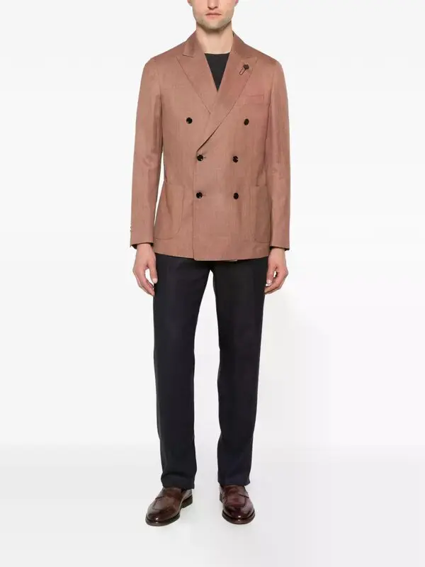 LARDINI Double-breasted Blazer - Brown