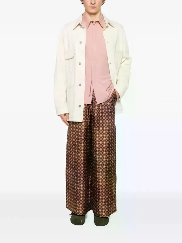 PIERRE-LOUIS MASCIA Geometric-print Silk Trousers