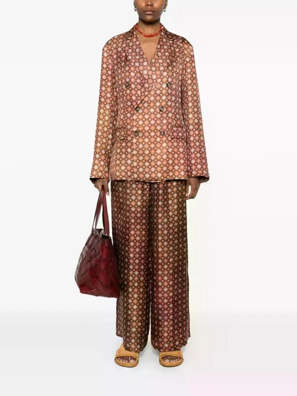 PIERRE-LOUIS MASCIA Geometric-print Silk Trousers