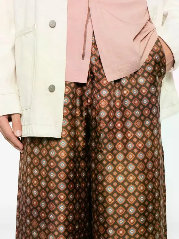 PIERRE-LOUIS MASCIA Geometric-print Silk Trousers