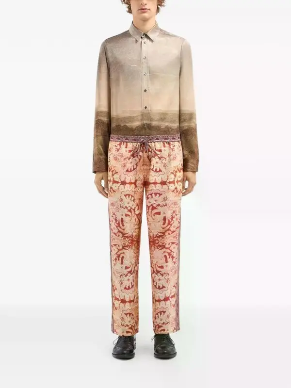 PIERRE-LOUIS MASCIA Tapestry-print Silk Trousers - Red