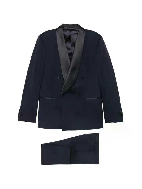LUIGI BIANCHI MANTOVA Double-breasted Satin-trim Suit