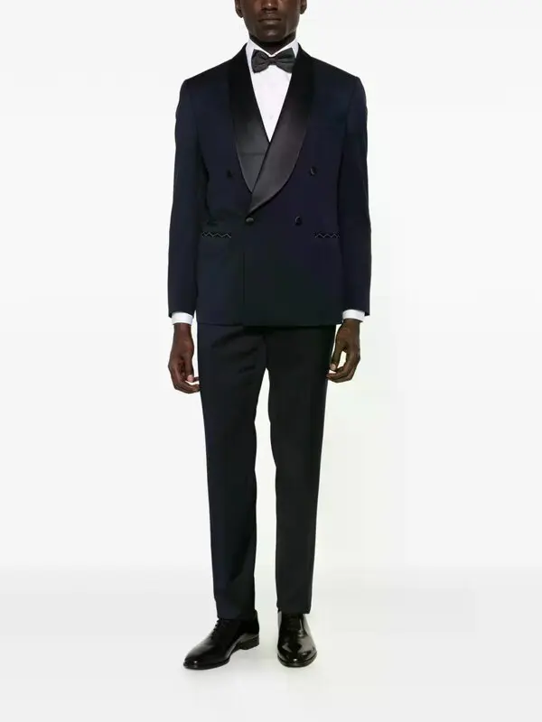 LUIGI BIANCHI MANTOVA Double-breasted Satin-trim Suit
