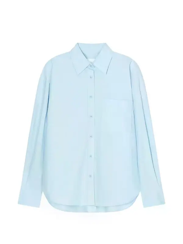 Closed Embroidered Oversized Shirt - Blue