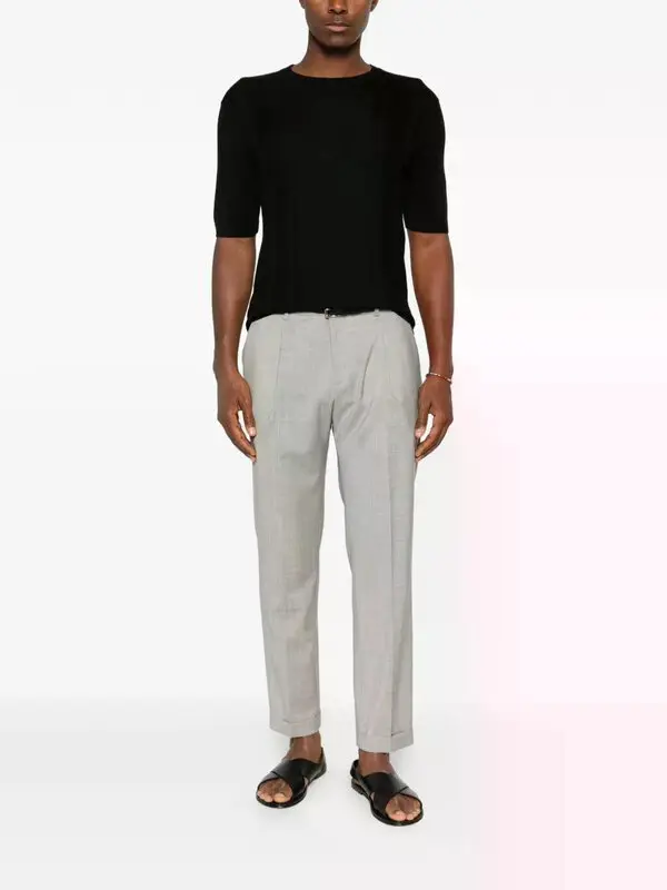 BRIGLIA 1949 Pleated Crosshatch-texture Trousers - Grey
