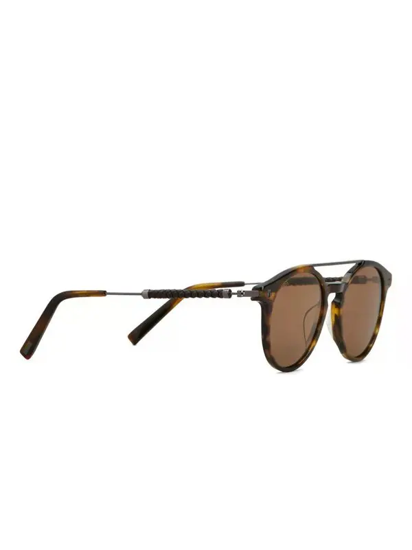 TOD'S Braided Round-frame Sunglasses - Brown