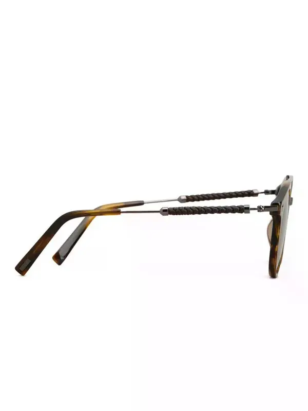 TOD'S Braided Round-frame Sunglasses - Brown