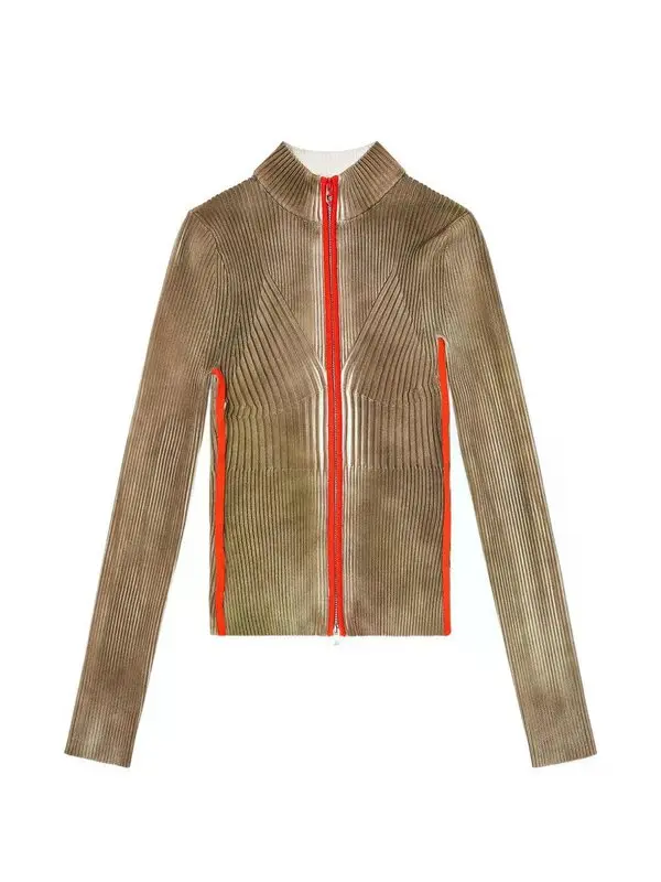 DIESEL® Ribbed-knit Zip-up Cardigan - Brown