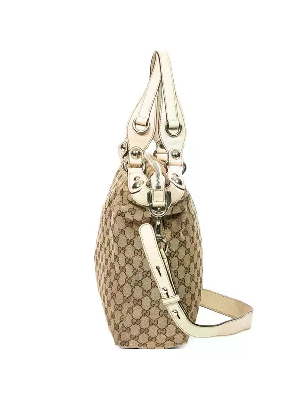 Gucci Gg Supreme Leather-print Shoulder Bag - Neutrals