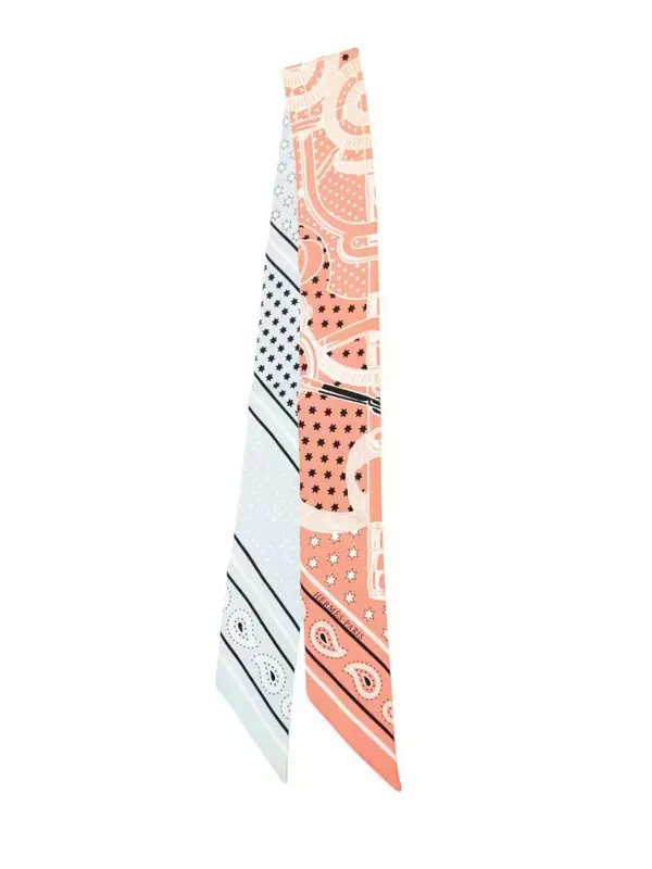Hermès 20th Century Eperon D Or Bandana Silk Twilly Scarf Scarves - Orange