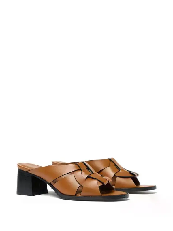 SCAROSSO Aida Woven Leather Sandals - Neutrals