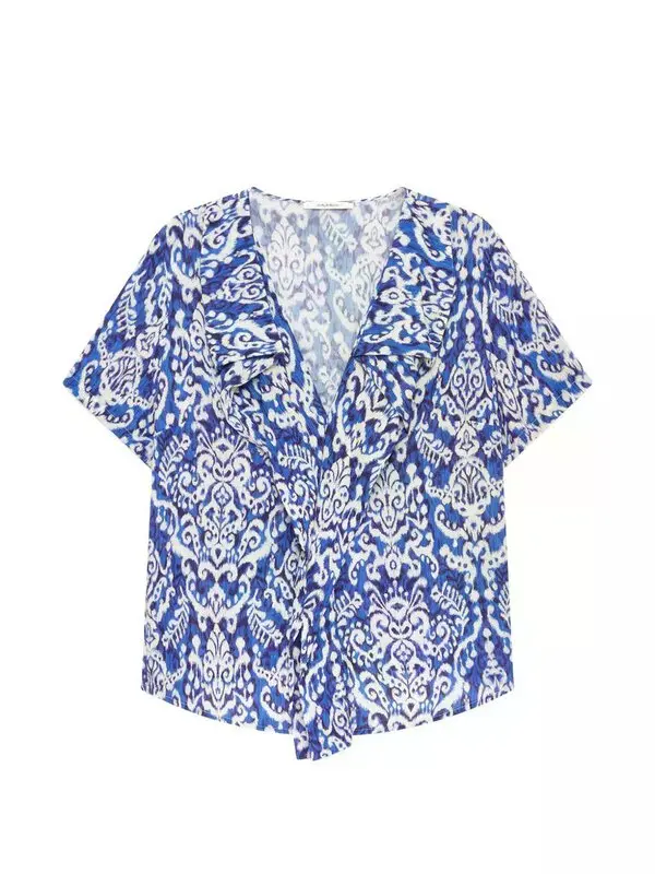 Malìparmi Dreamscape Ikat-print Ruffled Top - Blue