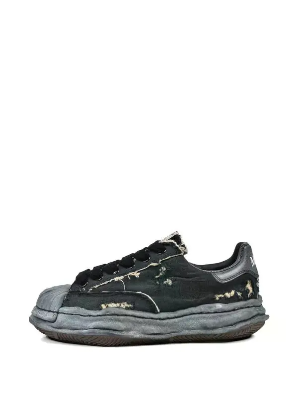 Mihara Yasuhiro Charles Og Sole Ripped-canvas Sneakers - Black