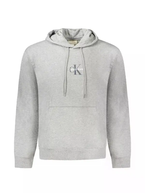 Calvin Klein Logo-embroidered Drawstring Hoodie - Grey