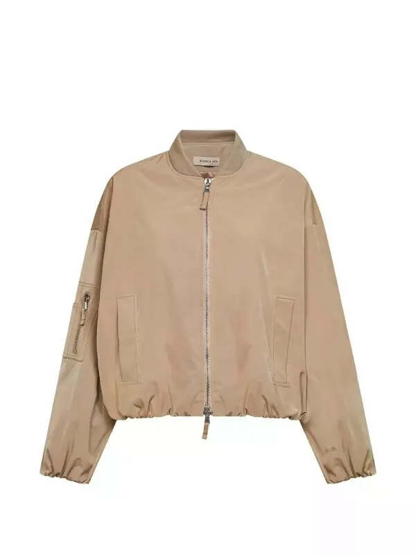 BLANCA VITA Ribbed-collar Zip-up Bomber Jacket