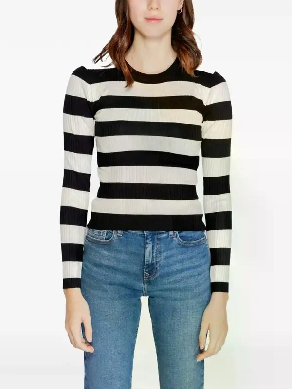 JACQUELINE DE YONG Striped Rib-knit Pullover