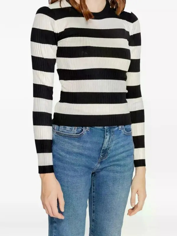 JACQUELINE DE YONG Striped Rib-knit Pullover