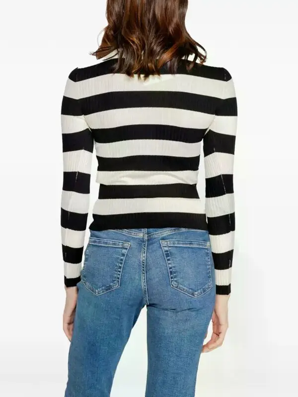 JACQUELINE DE YONG Striped Rib-knit Pullover