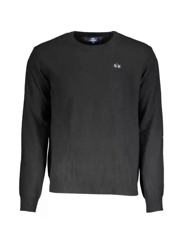 LA MARTINA Logo-embroidered Merino Wool Sweater - Black