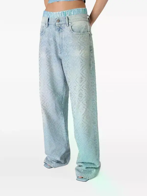 Casablanca Crystal-embellished Monogram Baggy Jeans