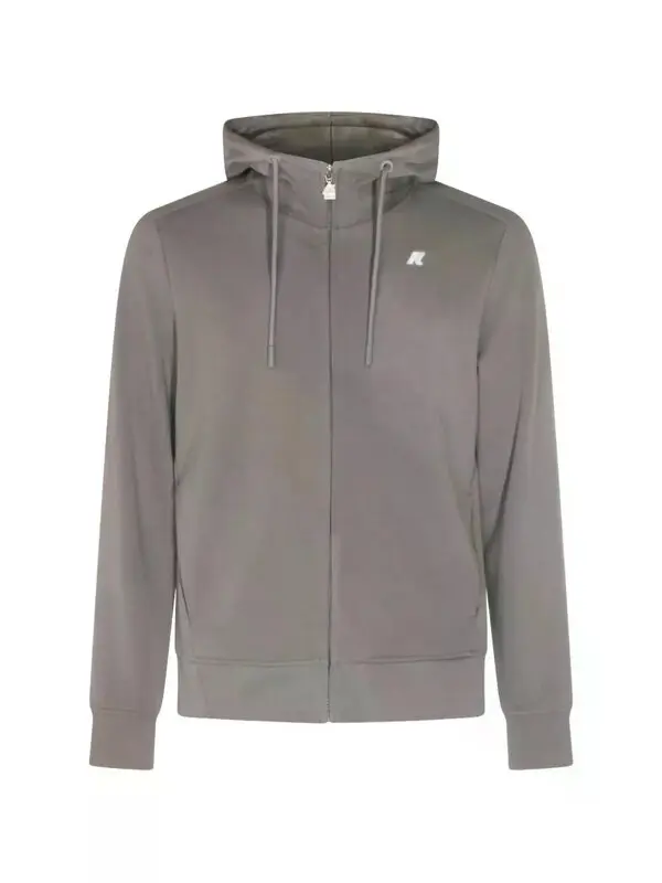 K-WAY Logo-patch Zip-up Hoodie - Grey