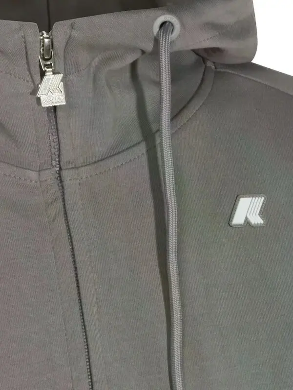 K-WAY Logo-patch Zip-up Hoodie - Grey