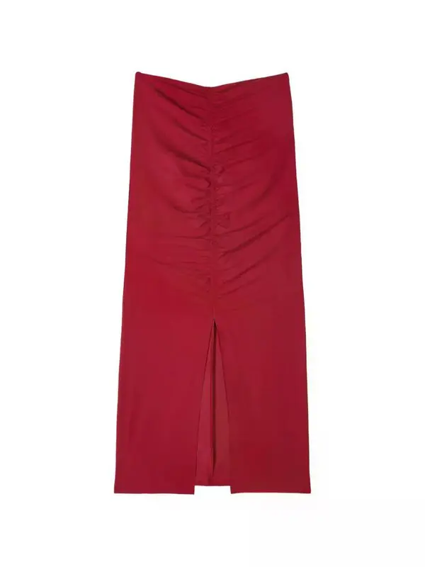 Patrizia Pepe Ruched Draped Midi Skirt - Red