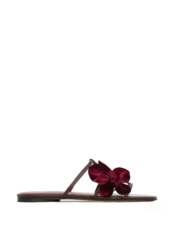 Zimmermann Orchid Slide Floral-applique Sandals - Red