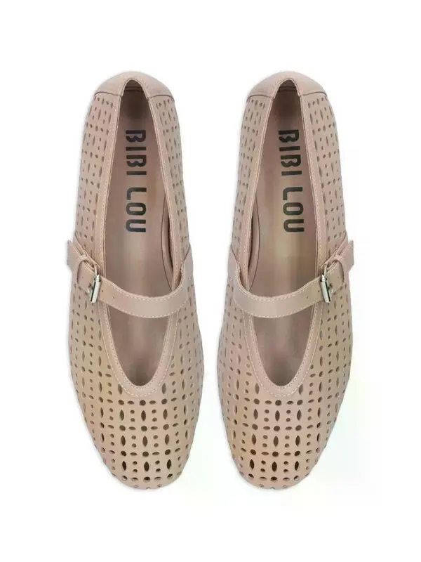 BIBI LOU Perforated Buckle-strap Ballet Flats - Neutrals