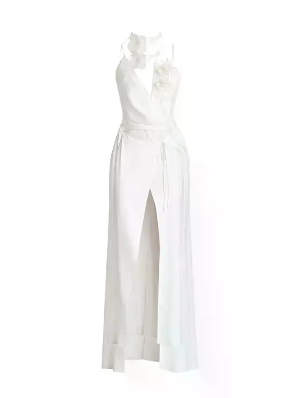 David Koma Floral-appliqué Wrap Dress