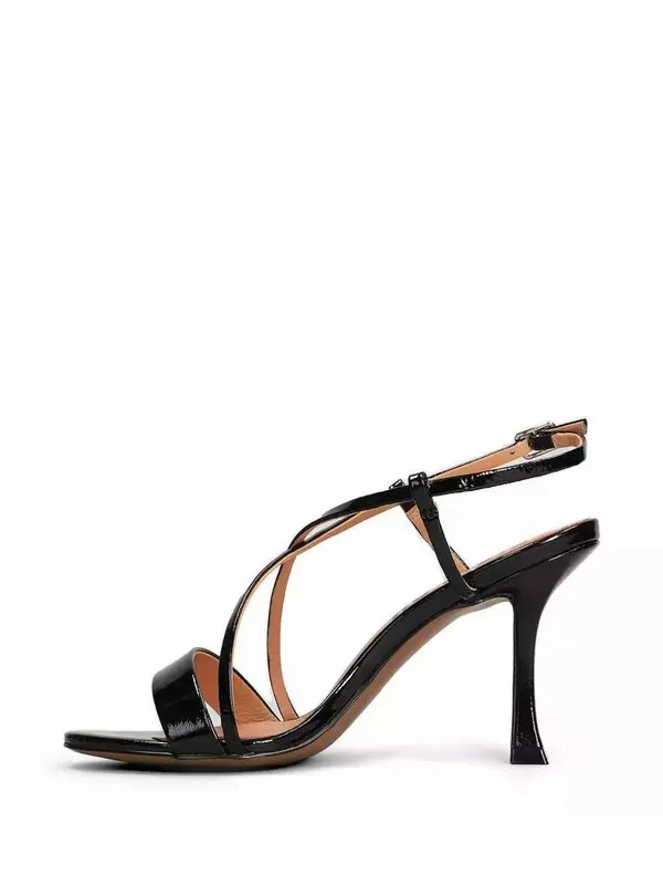 BIBI LOU Patent-finish Crossover-strap Sandals - Black