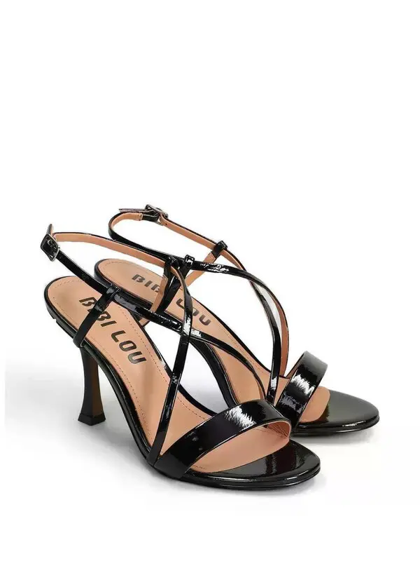 BIBI LOU Patent-finish Crossover-strap Sandals - Black